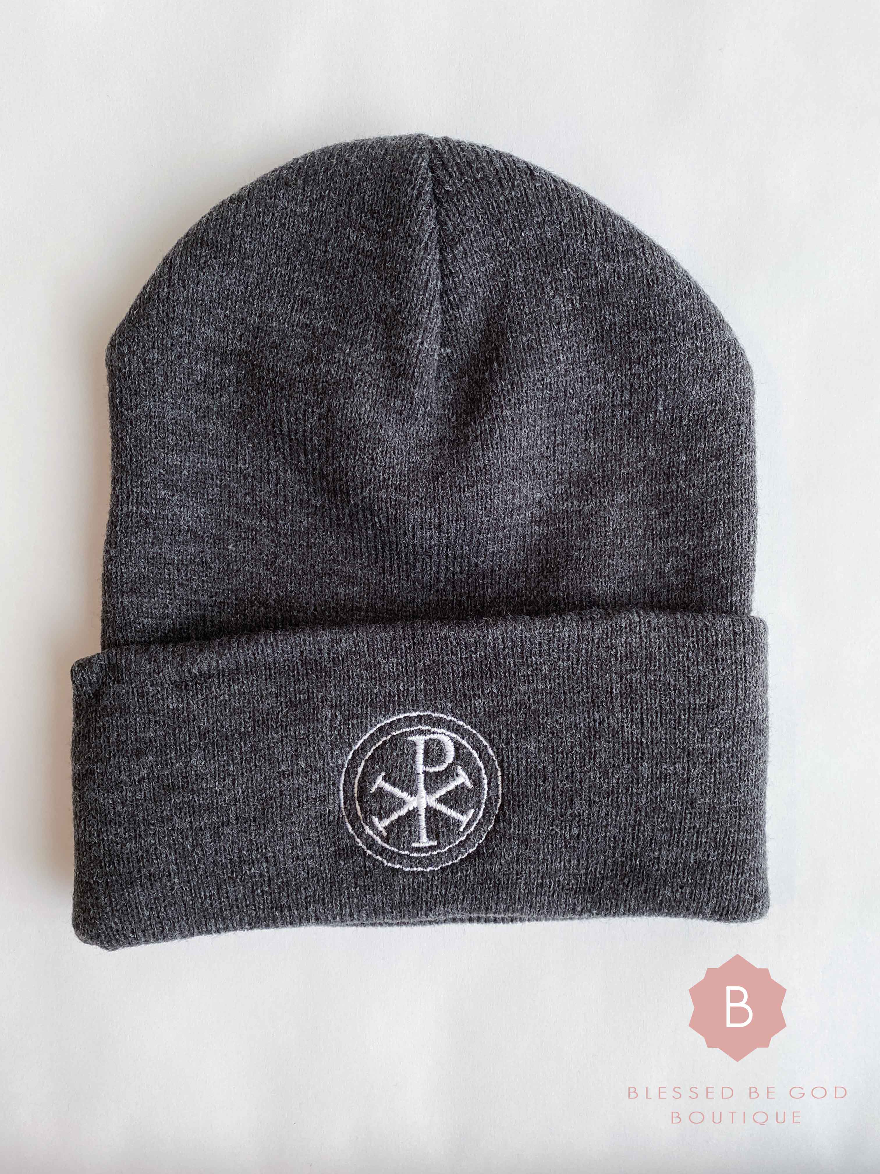 Chi Rho Catholic Knit Beanie Unisex – blessedbegodboutique